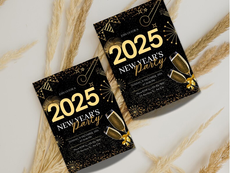 Editable New Year Party Invitation 2025 Party Invitation New Year Eve ...