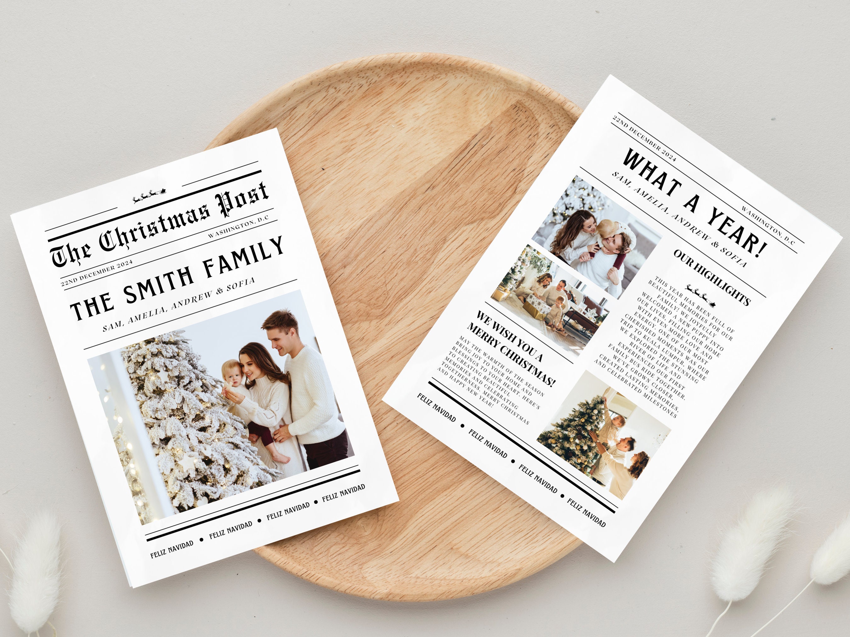 Christmas Newsletter Template Editable Year in Review Christmas Card ...