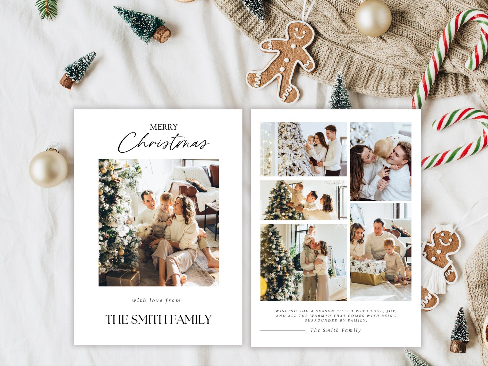 Minimalist Christmas Card Canva Template Photo Christmas Card Template ...