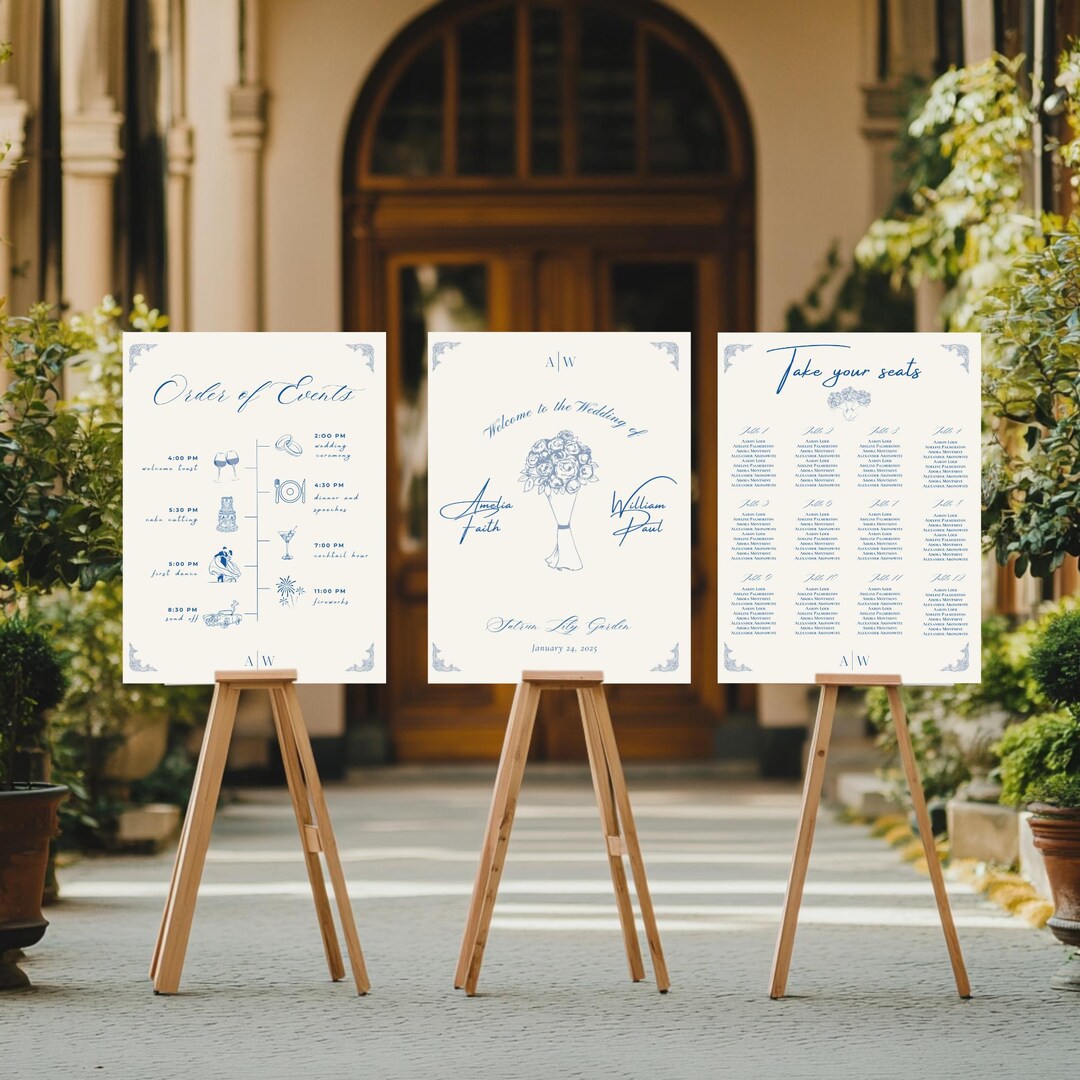 Rococo Wedding Signage Bundle: Ceremony, Timeline, Seating Chart ...