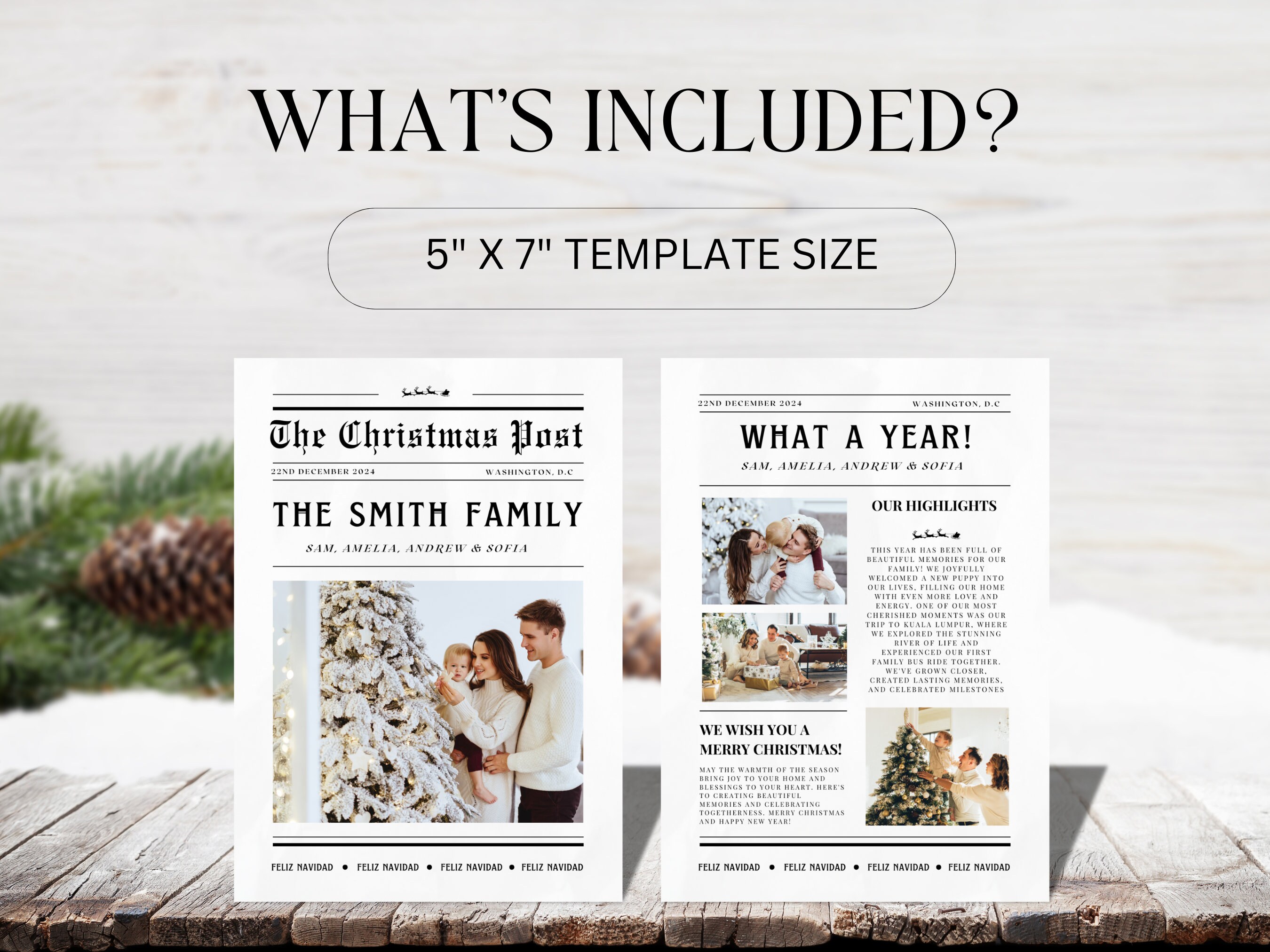 Christmas Newsletter Template Editable Year in Review Christmas Card ...