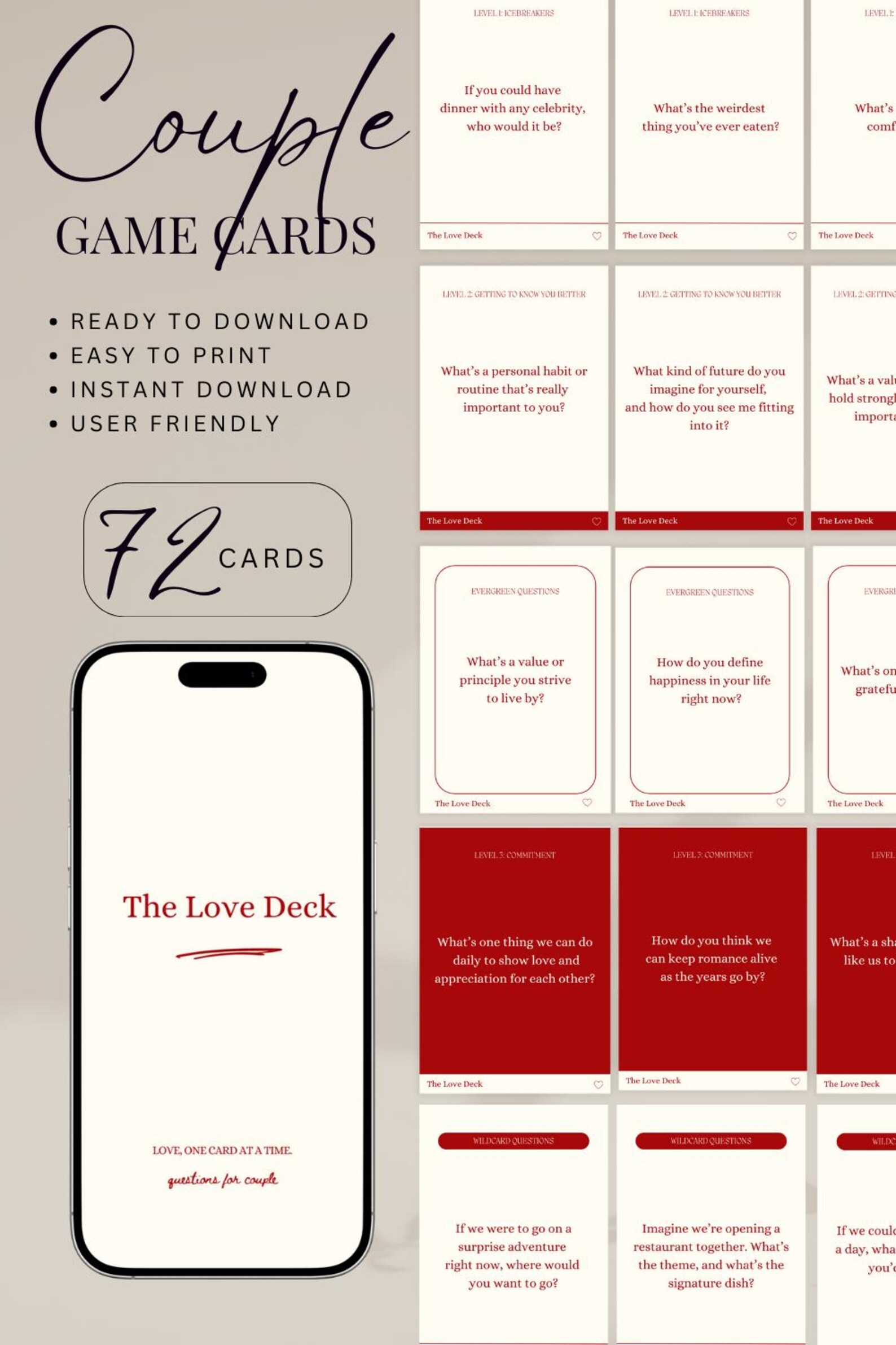 Fun Couple Game Card Lovers Drinking Games Adult Card Games Printable ...