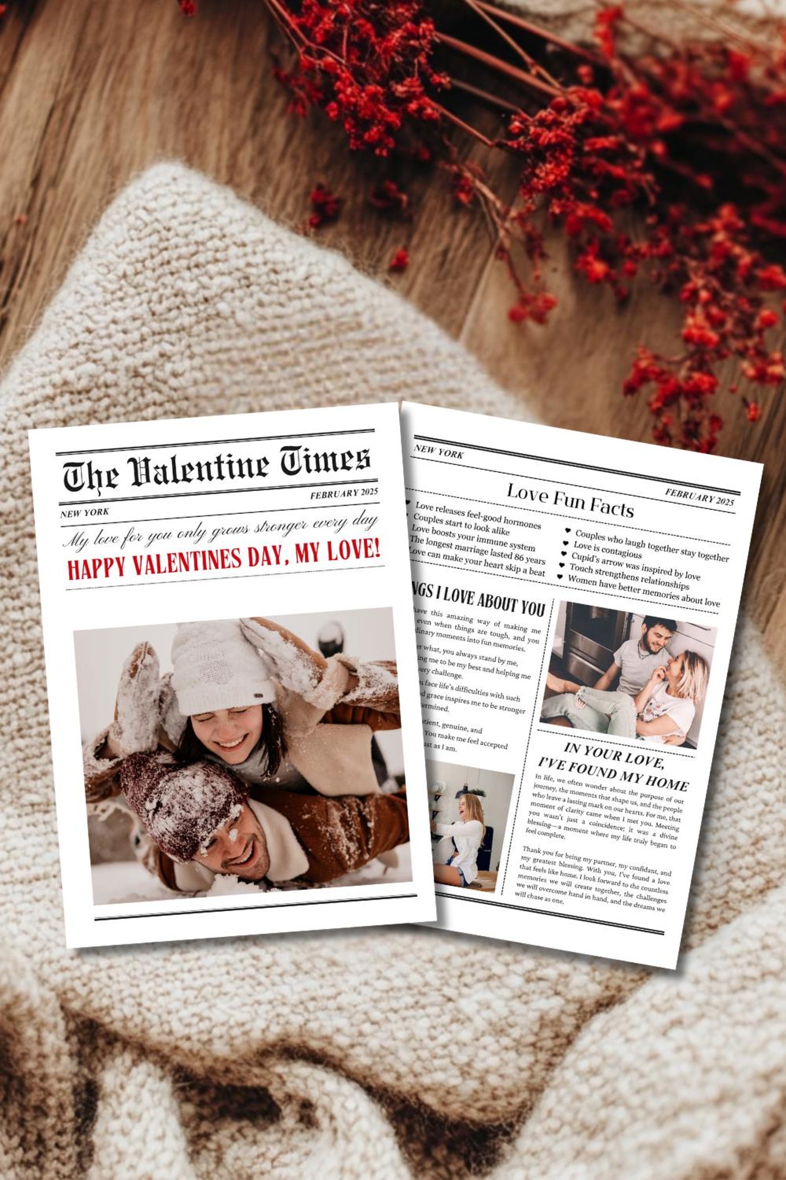 Valentine's Day Newspaper Card: Editable Canva Template (digital ...