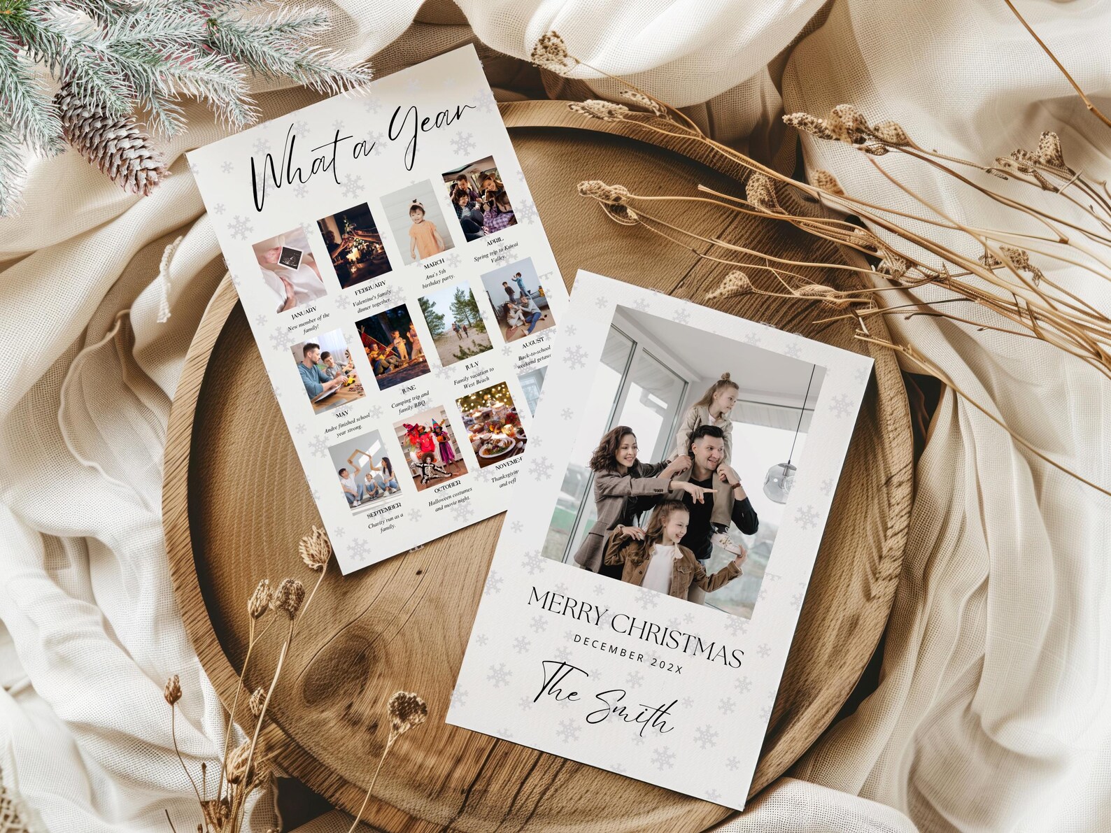 Year in Review Christmas Card Template Merry Christmas Card Set Printable Holiday Card Christmas ...