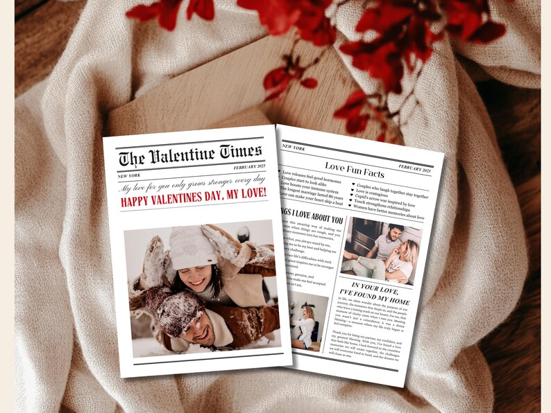Valentine's Day Newspaper Card: Editable Canva Template (digital ...