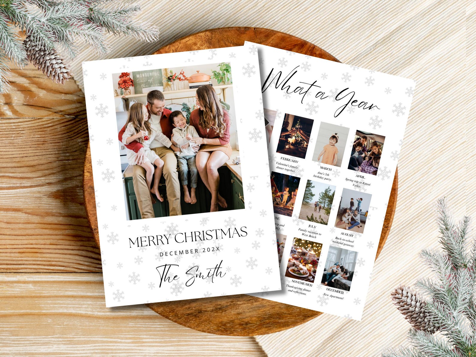 Year in Review Christmas Card Template Merry Christmas Card Set Printable Holiday Card Christmas ...