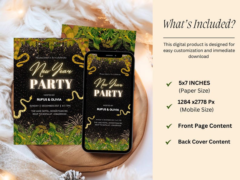 Snake Year 2025 New Year Invitation Template Snake 2025 Happy New Year ...