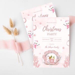 Pink Christmas Party Template Christmas Invite Trendy Invitation ...