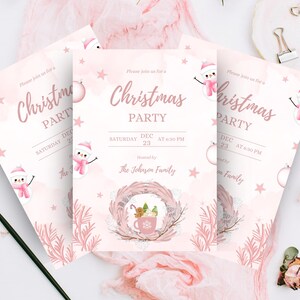Pink Christmas Party Template Christmas Invite Trendy Invitation ...