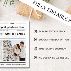Christmas Newsletter Template Editable Year in Review Christmas Card ...