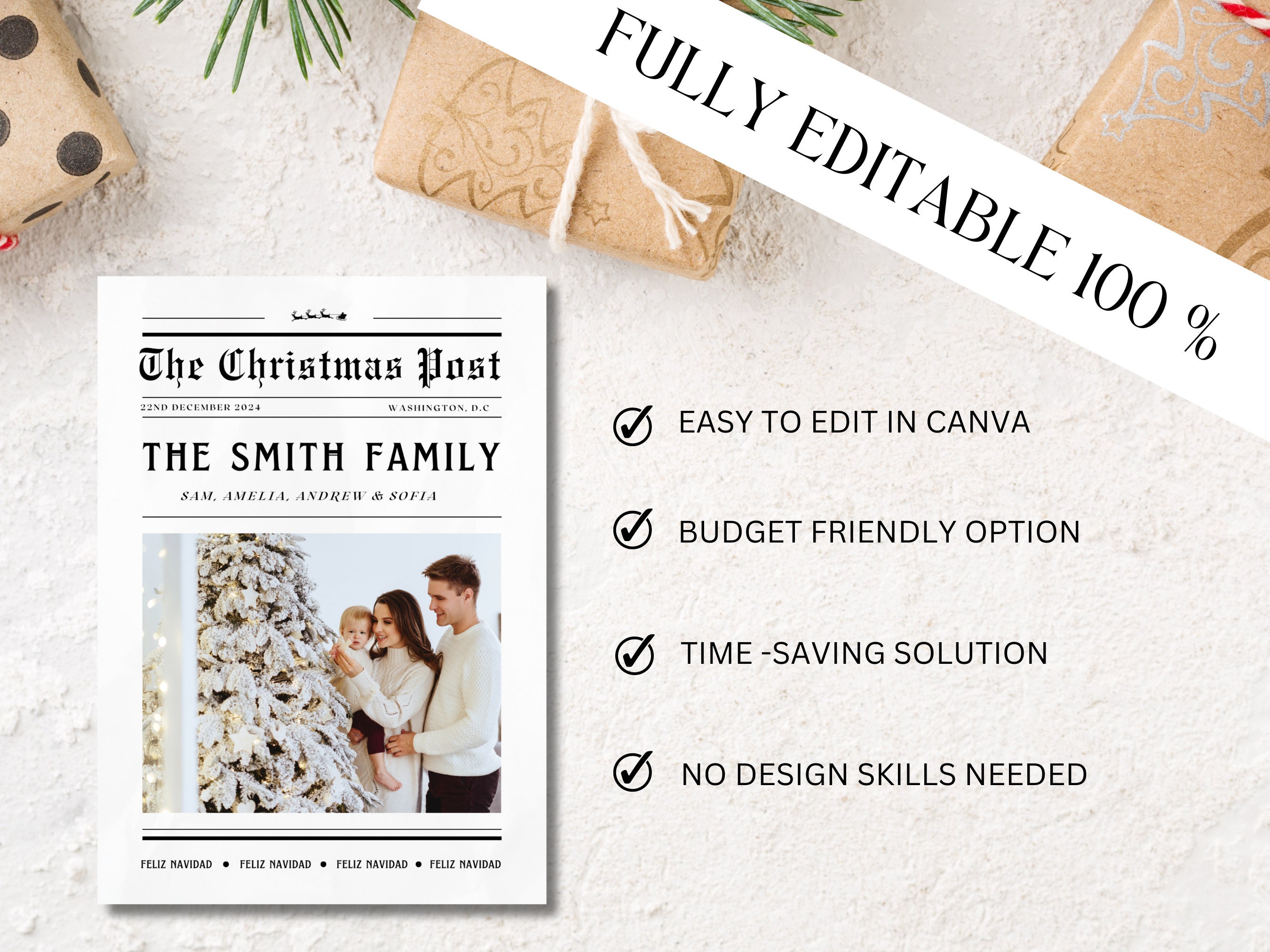 Christmas Newsletter Template Editable Year in Review Christmas Card ...
