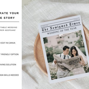Newspaper Wedding Program Template Editable Wedding Newspaper Program ...