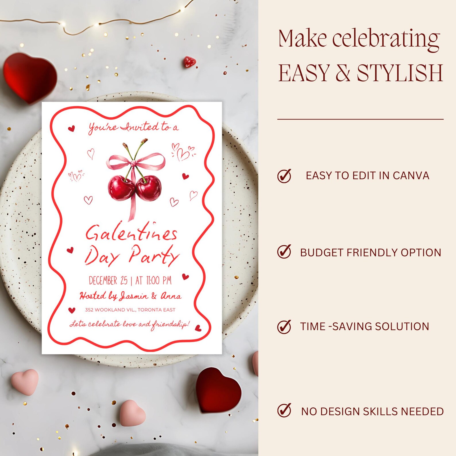 Printable Galentines Party Invite Galentines Party Hand Drawn ...