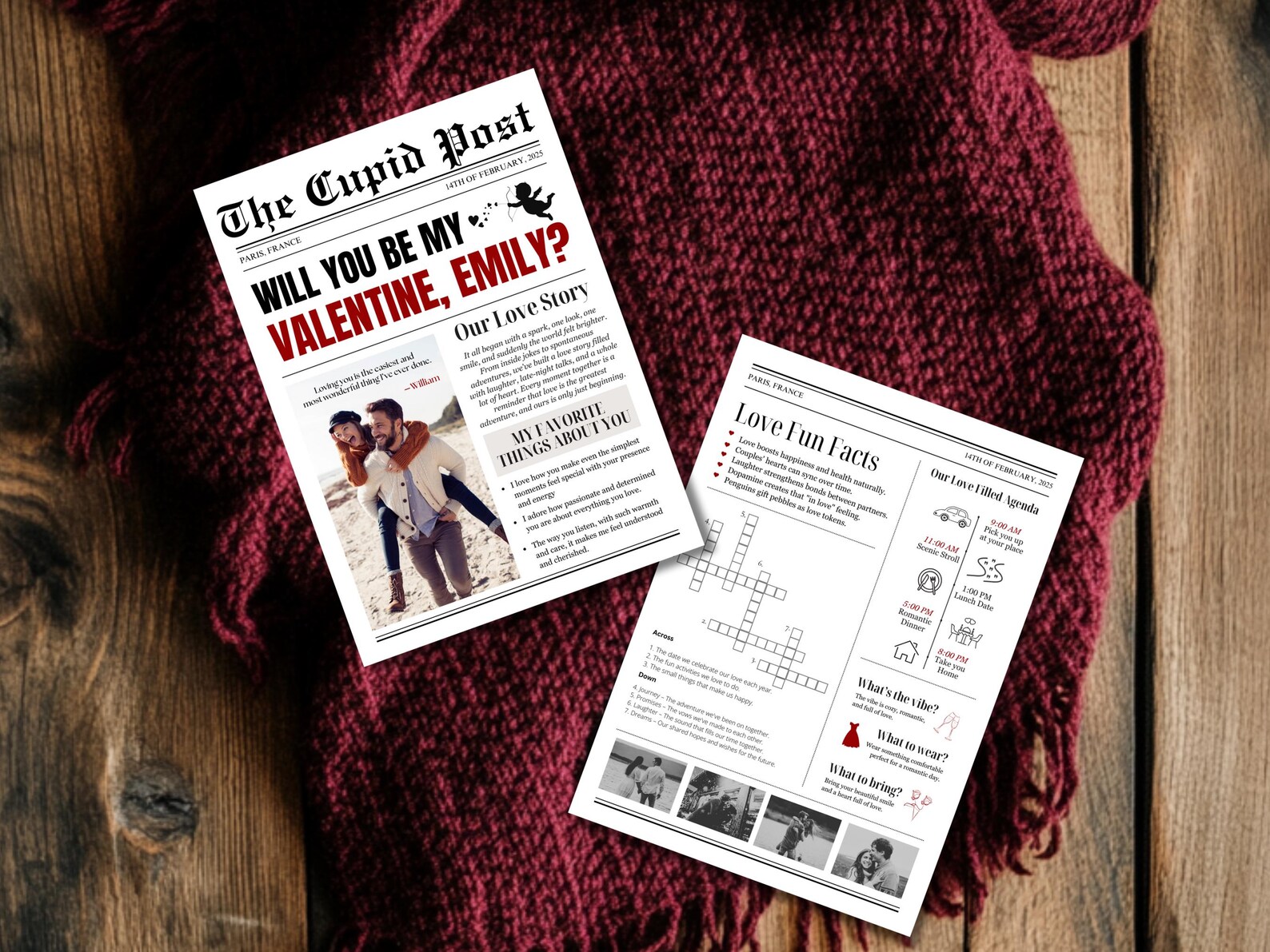 Trending Valentines Newspaper Template Canva Romantic Valentines Day ...