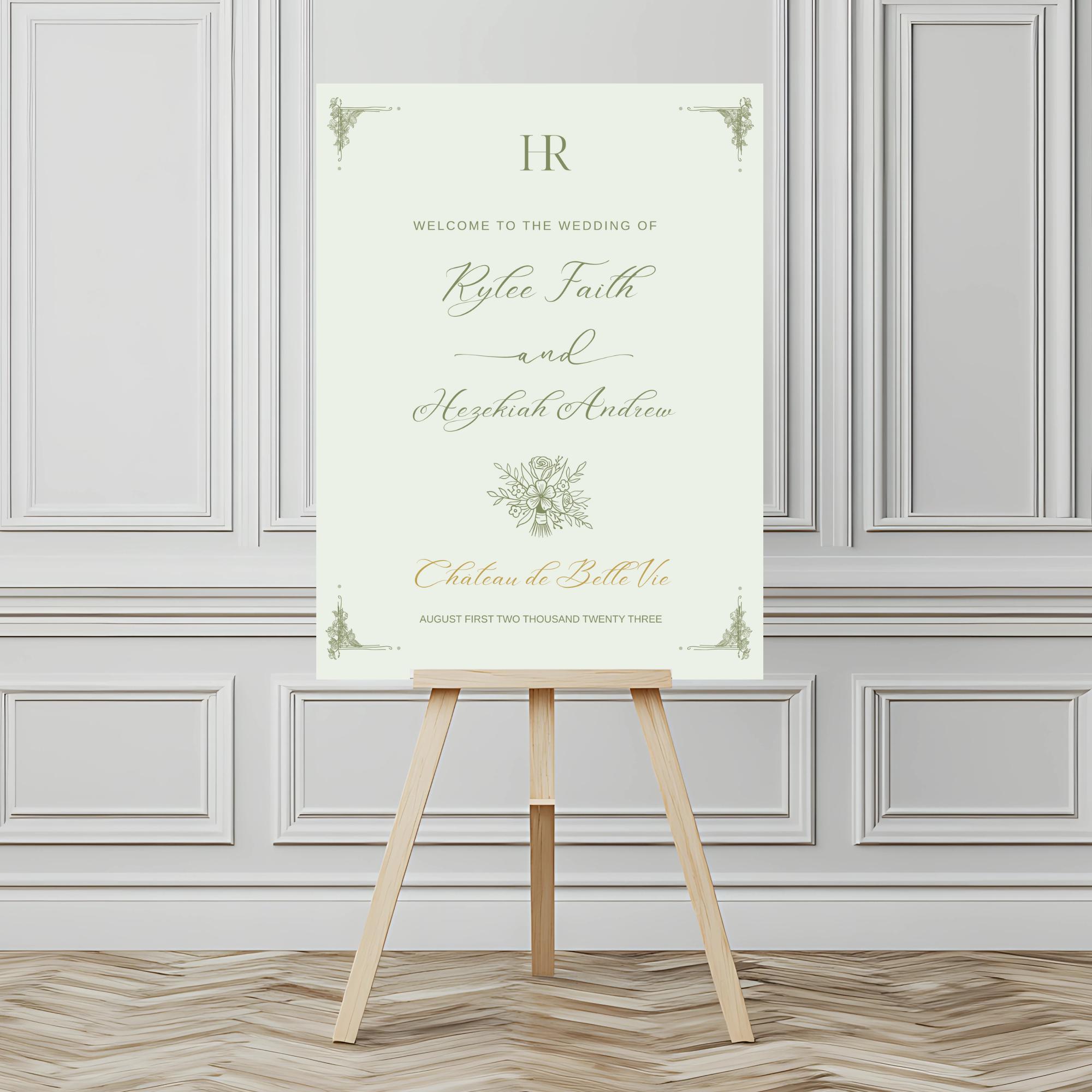 Rococo Wedding Signages Bundle Sage Green Welcome Wedding Sign for ...