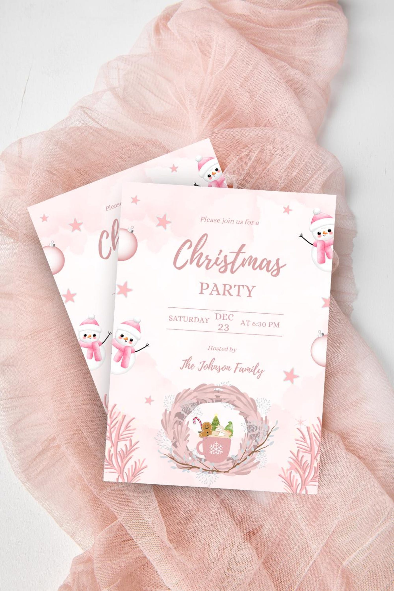 Pink Christmas Party Template Christmas Invite Trendy Invitation ...