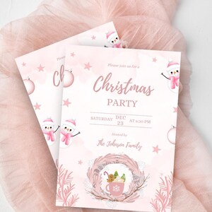 Pink Christmas Party Template Christmas Invite Trendy Invitation ...