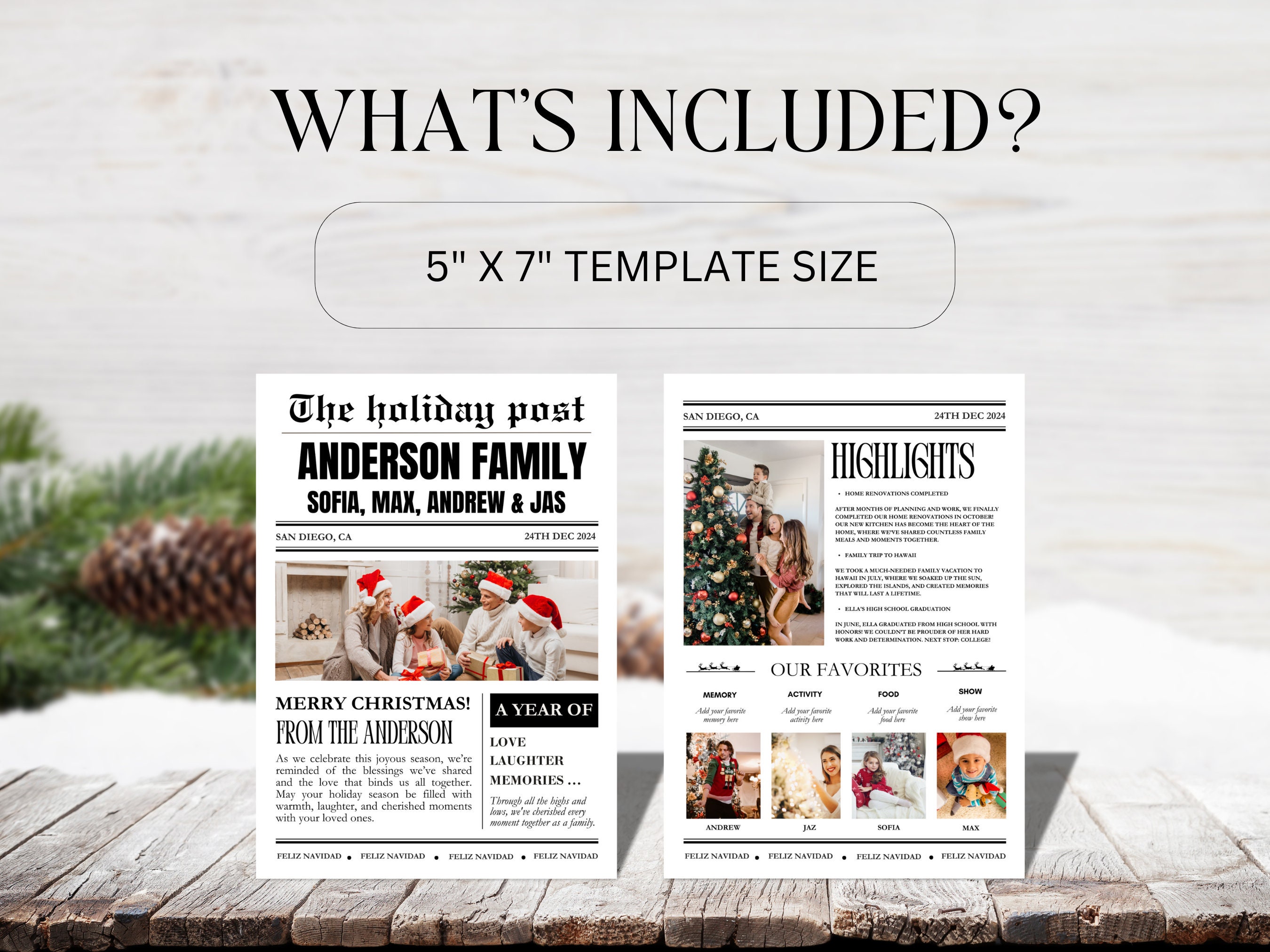 Newspaper Christmas Card Christmas Newsletter Template Editable Year in ...