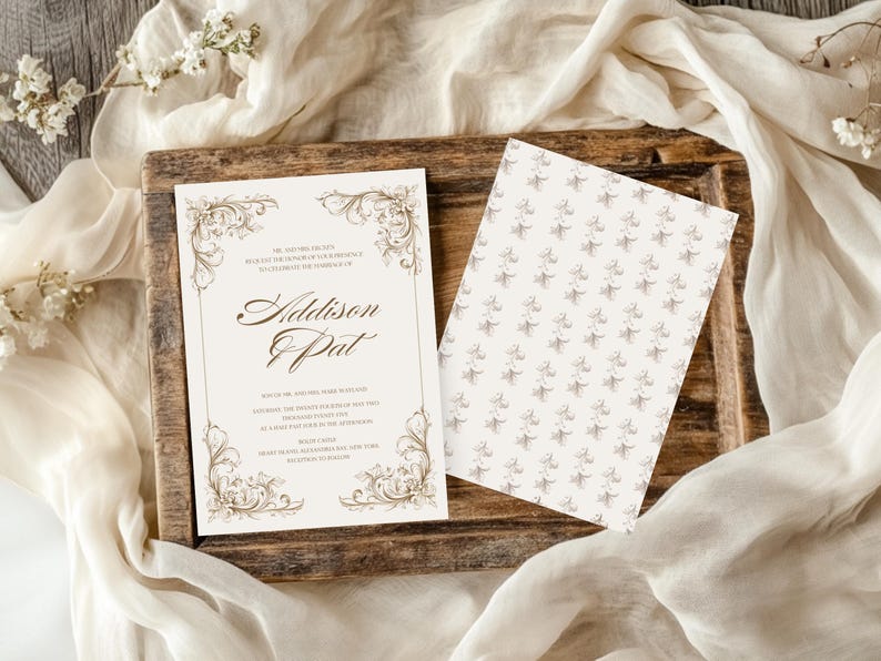 Rococo Wedding Decor Invitation Template Download, Regency Era Wedding ...