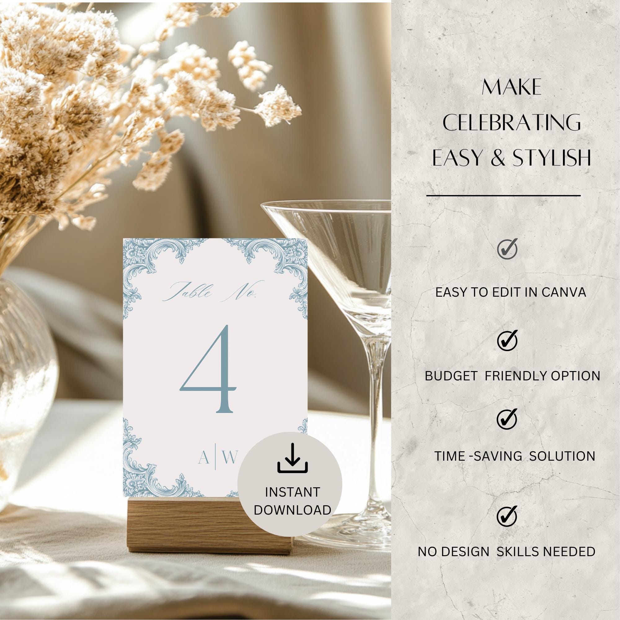 Rococo Wedding Table Number Template Reception Table Decor Ideas Custom ...