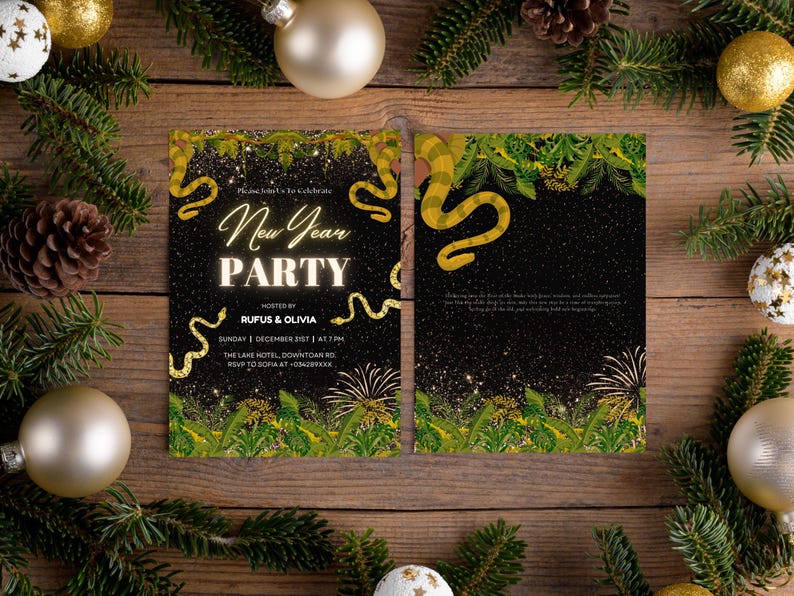 Snake Year 2025 New Year Invitation Template Snake 2025 Happy New Year ...