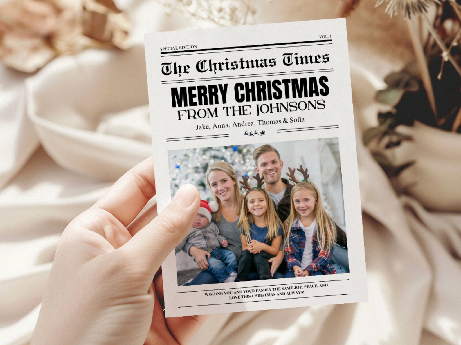 Christmas Card Template Newspaper Christmas Card Modern Holiday Card ...