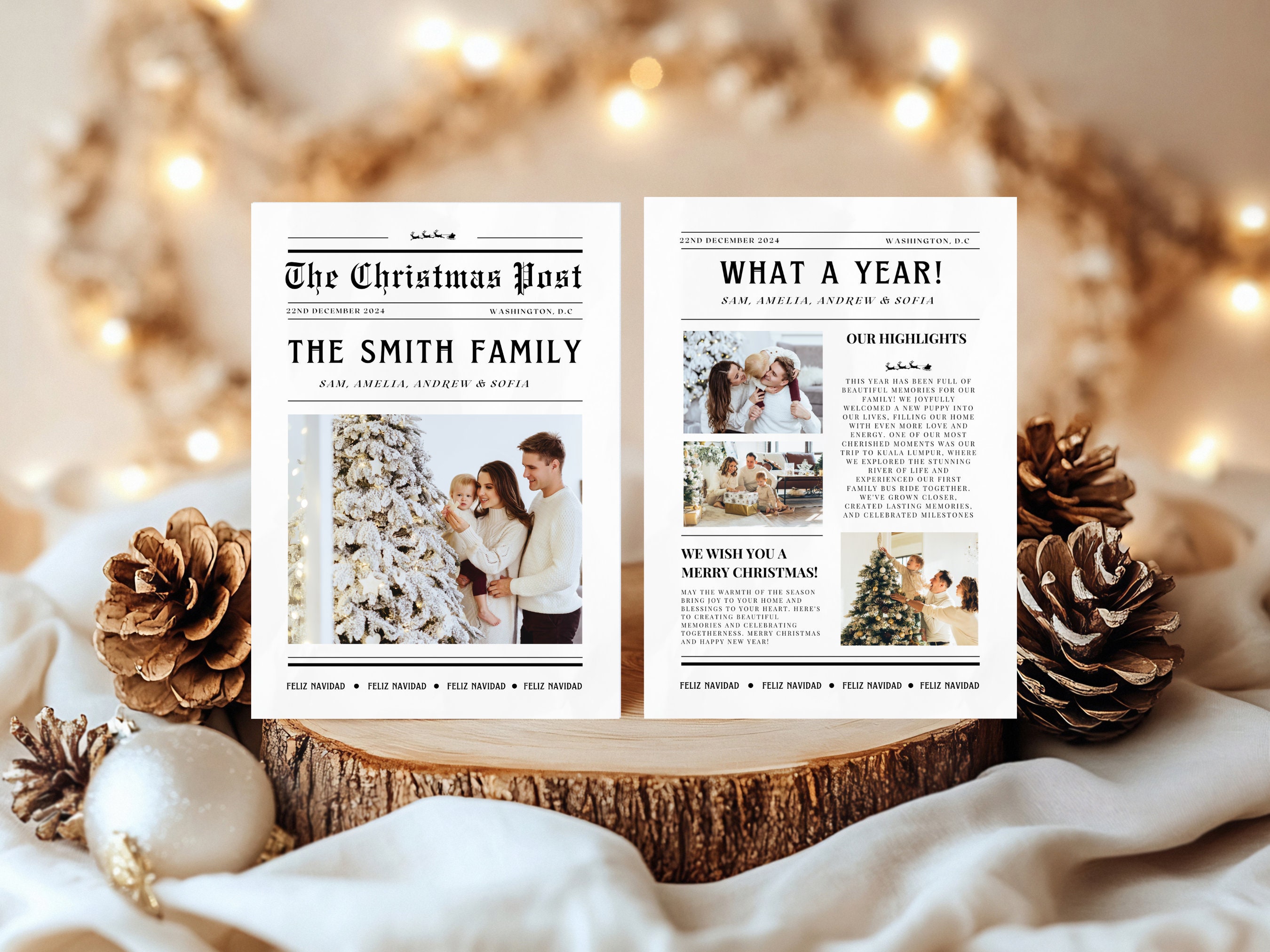 Christmas Newsletter Template Editable Year in Review Christmas Card ...