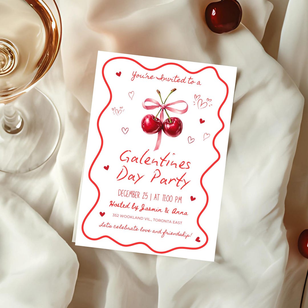 Printable Galentine's Party Invitation: Hand-drawn Coquette Design ...