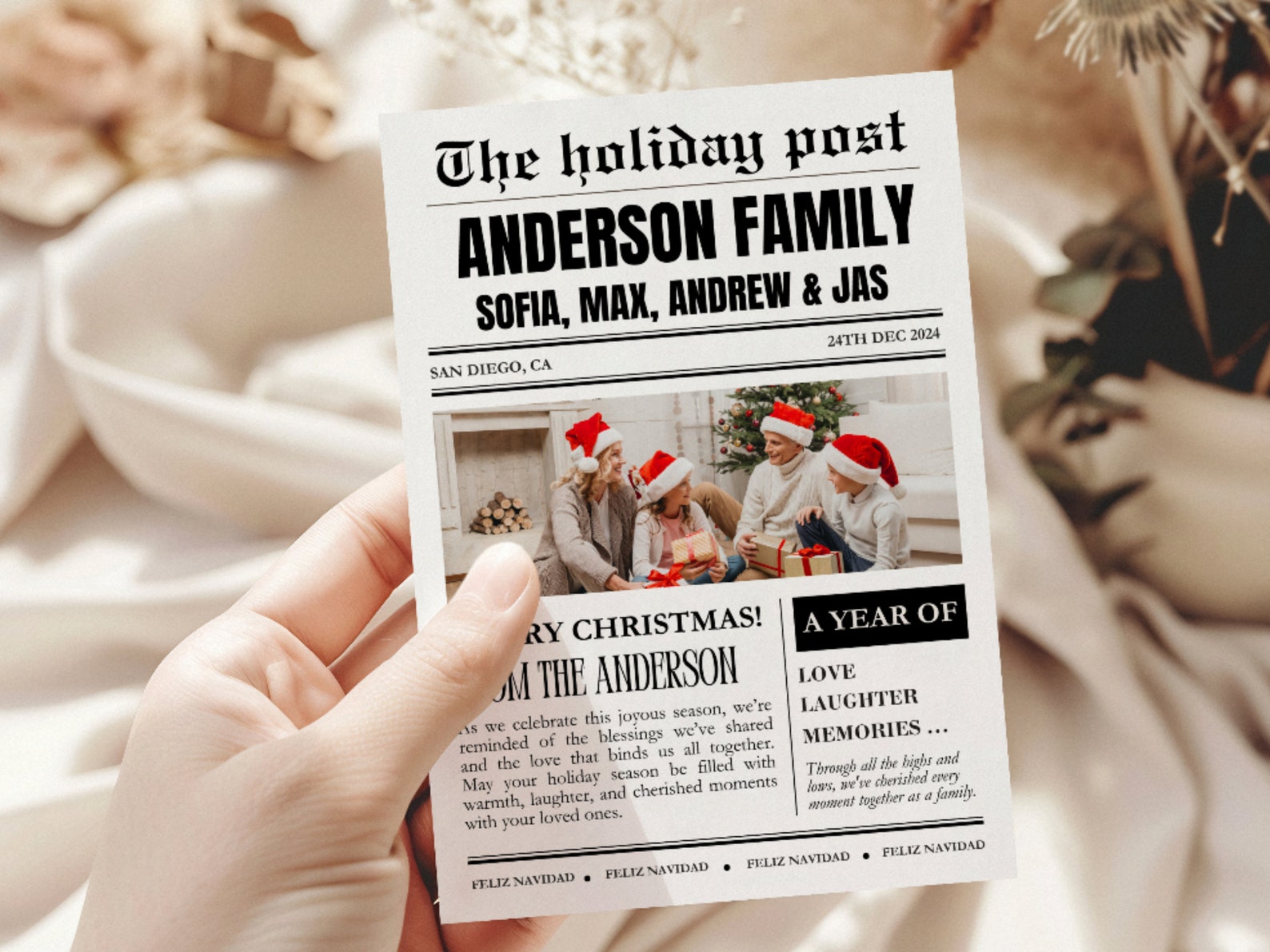 Newspaper Christmas Card Christmas Newsletter Template Editable Year in ...
