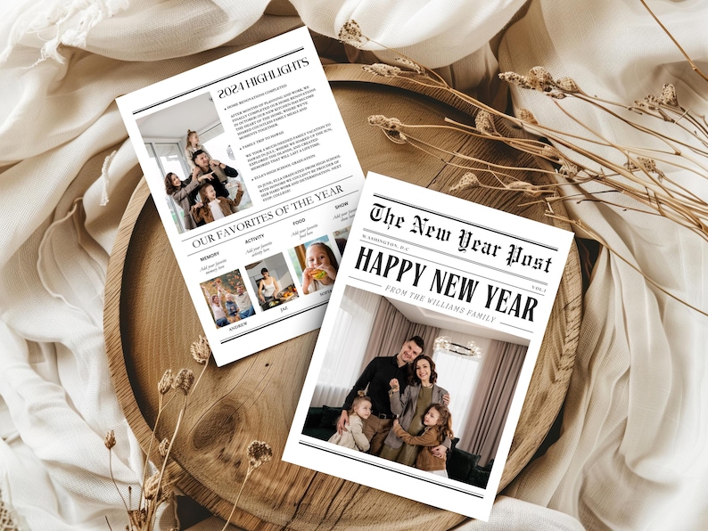 2024 Year in Review Printable Holiday Newspaper Card Happy New Year ...