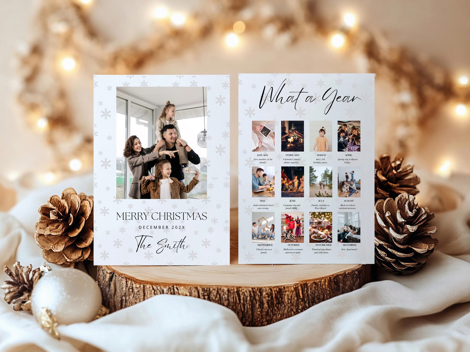 Year in Review Christmas Card Template Merry Christmas Card Set Printable Holiday Card Christmas ...