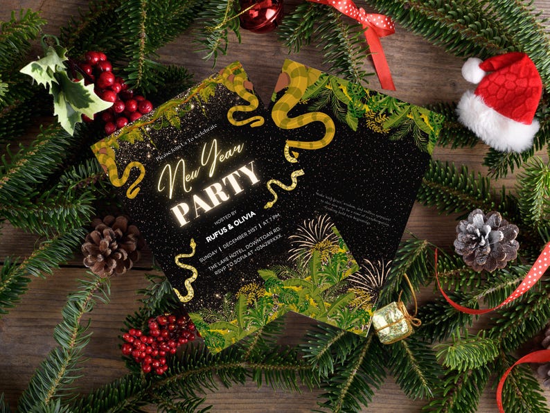 Snake Year 2025 New Year Invitation Template Snake 2025 Happy New Year ...