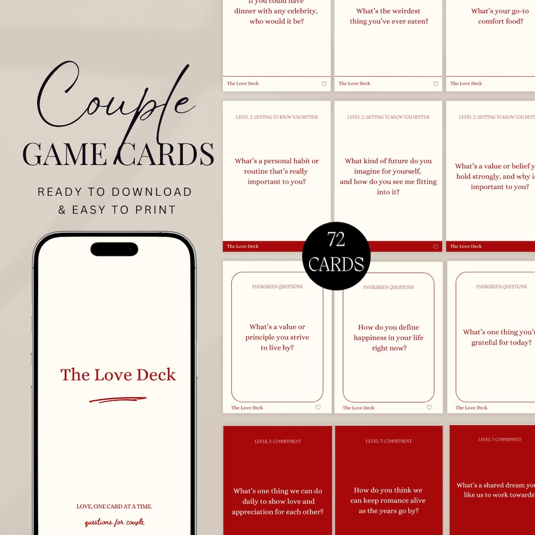 Fun Couple Game Card Lovers Drinking Games Adult Card Games Printable ...