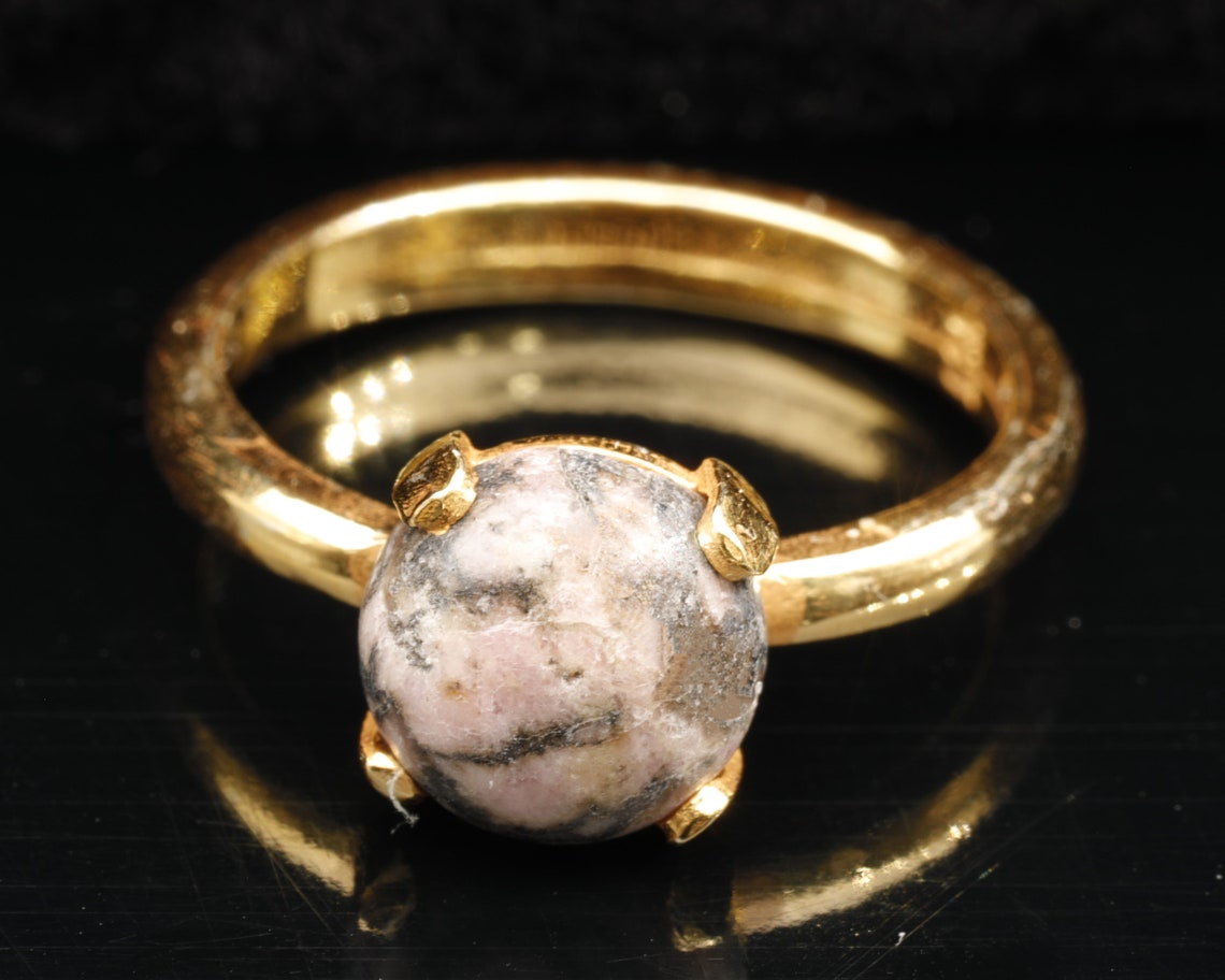 Natural Rhodonite Crystal Handmade 24K Gold Plated 925 Sterling Silver ...