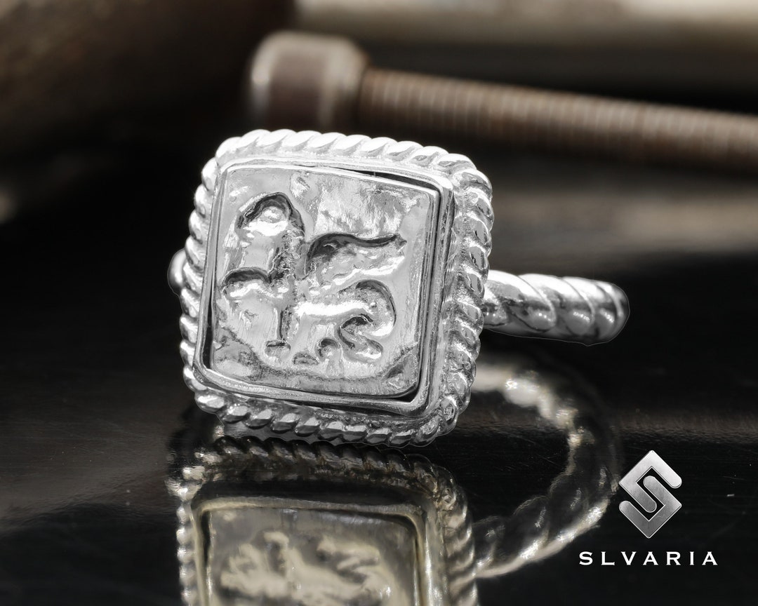 Pegasus Ancient Greek Hellenistic Silver Signet Coin Ring Anti-tarnish ...