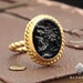 Julius Caesar Roman Signet Ring, Glass Intaglio Coin Ring, 24K Gold ...