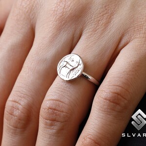 Ancient Greek Signet Deer Silver Coin 925 Silver Ring Minimalist Roman ...