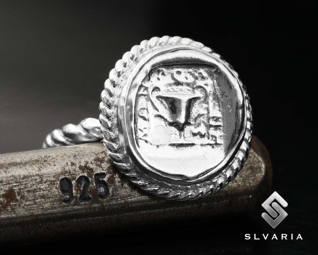 Ancient Greek Signet Trophy 925 Silver Coin Ring Handmade Anti-tarnish ...