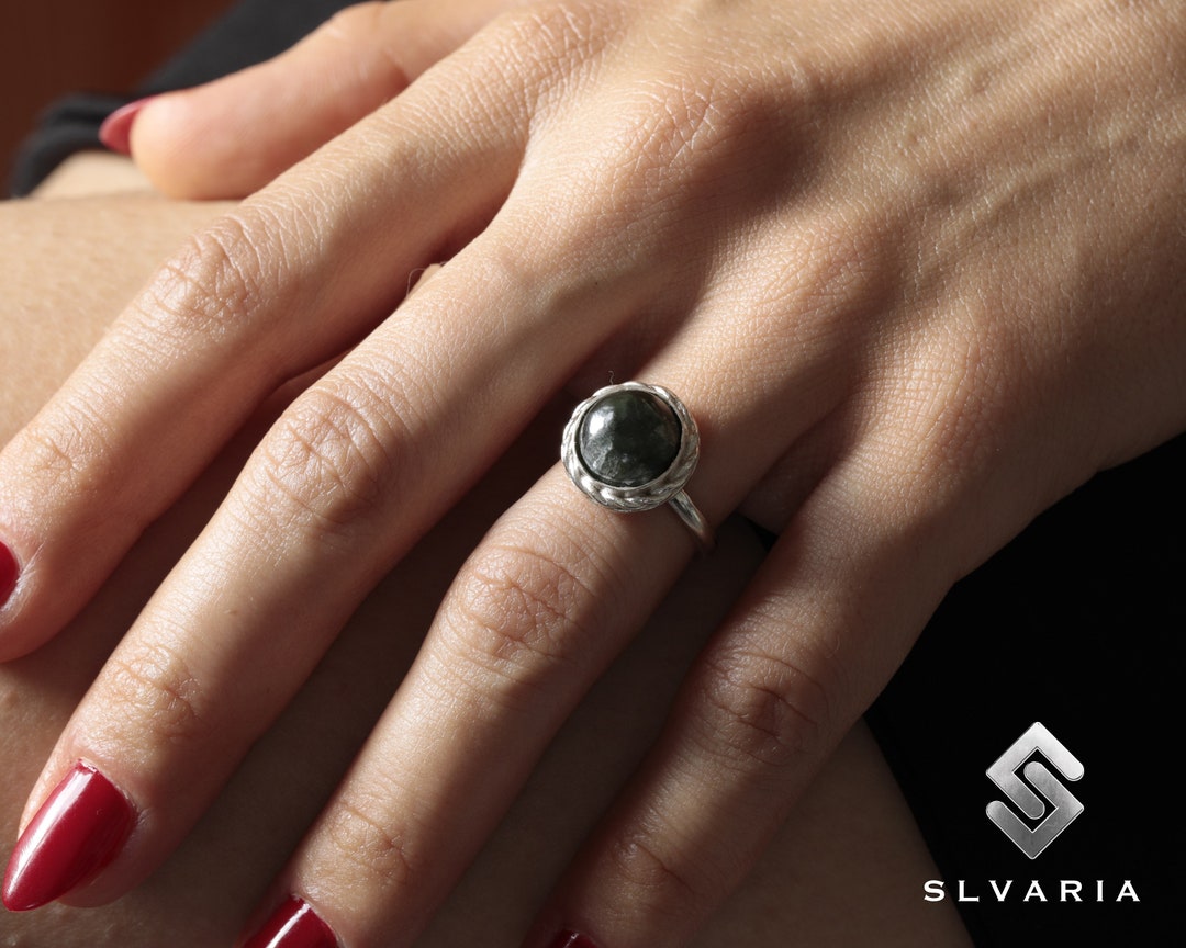 Natural Serpentine Crystal Rope Twist Handmade Ring Anti-tarnish 925 ...