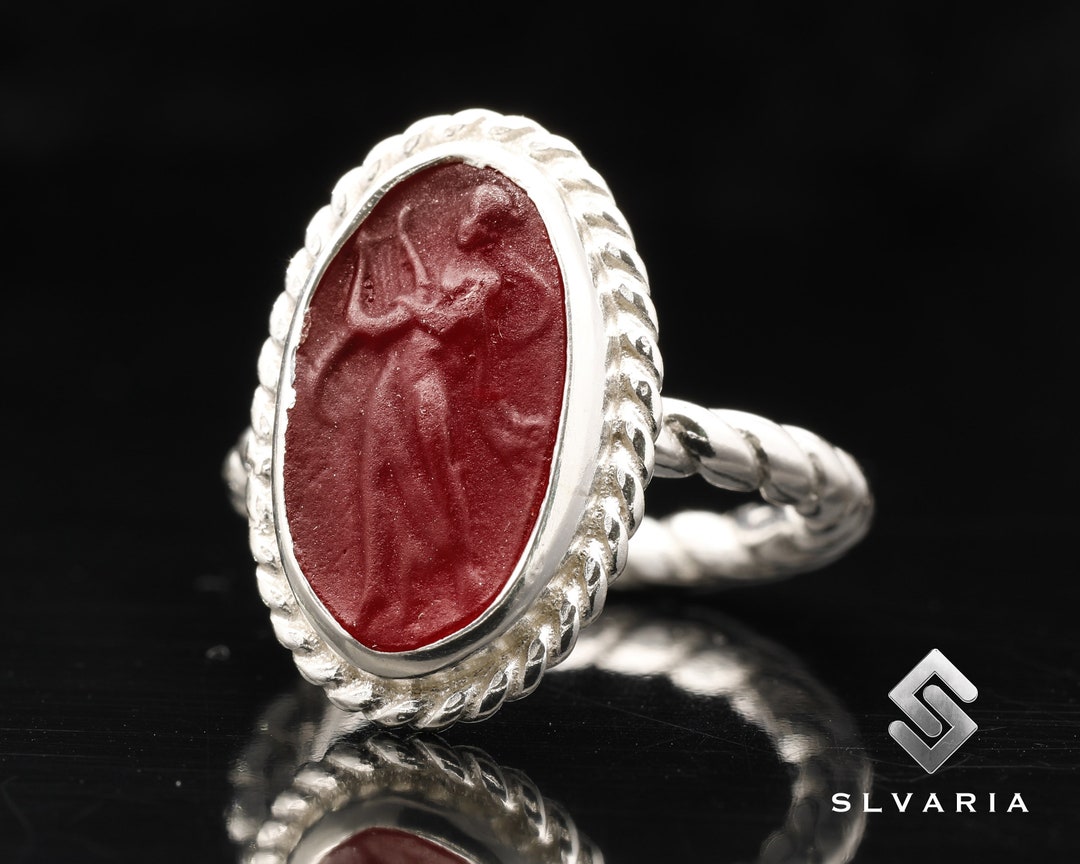 Ancient Lyre With Women Portrait Coin Signet 925 Silver Ring Ancient ...