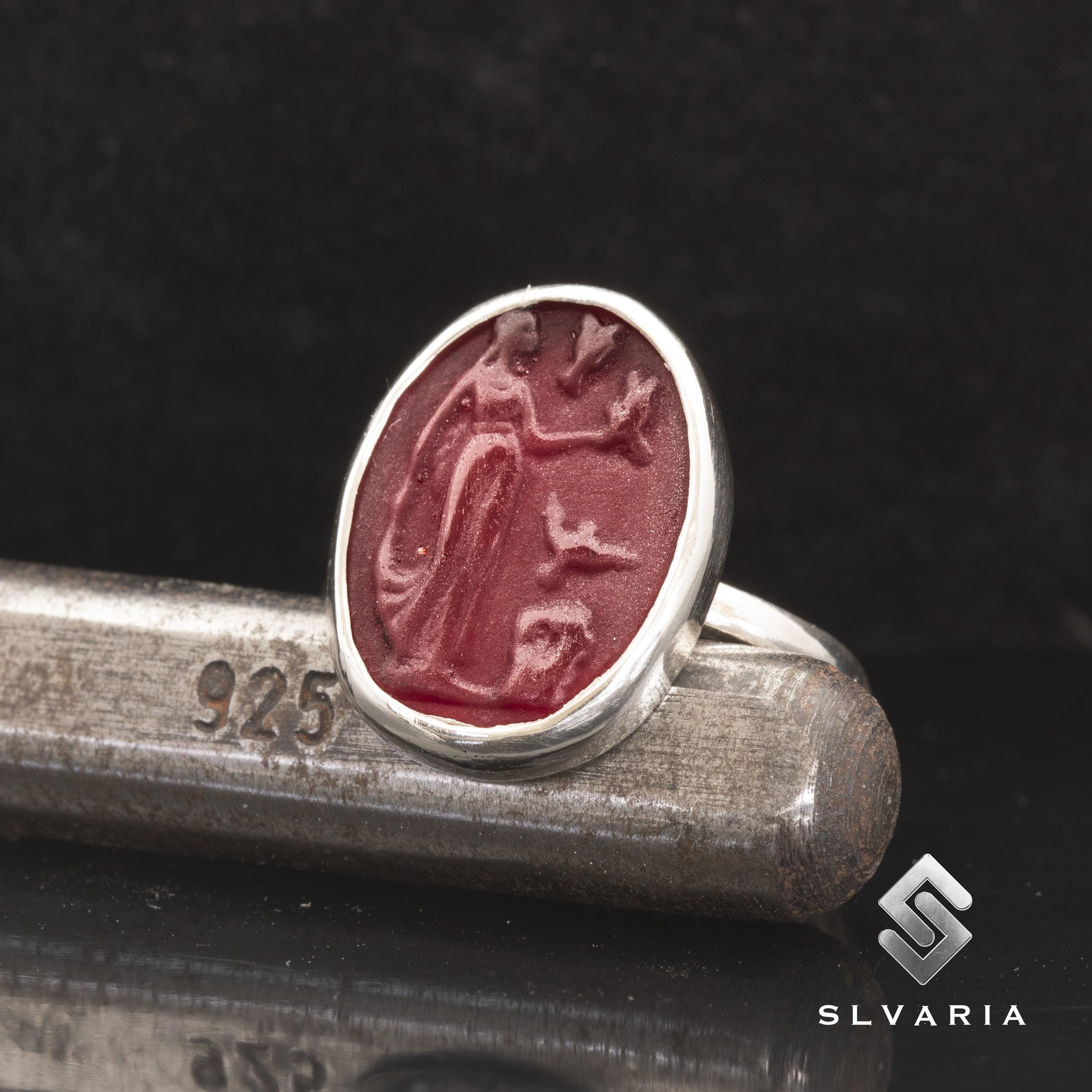 Anillo de sello con camafeo de Afrodita, diosa griega, de plata 925 ...