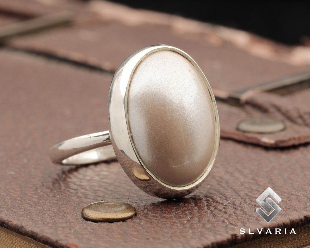 Rosy Brown Pearl Shell Resin Ring, Healing Stone Ring, Stacking Ring ...