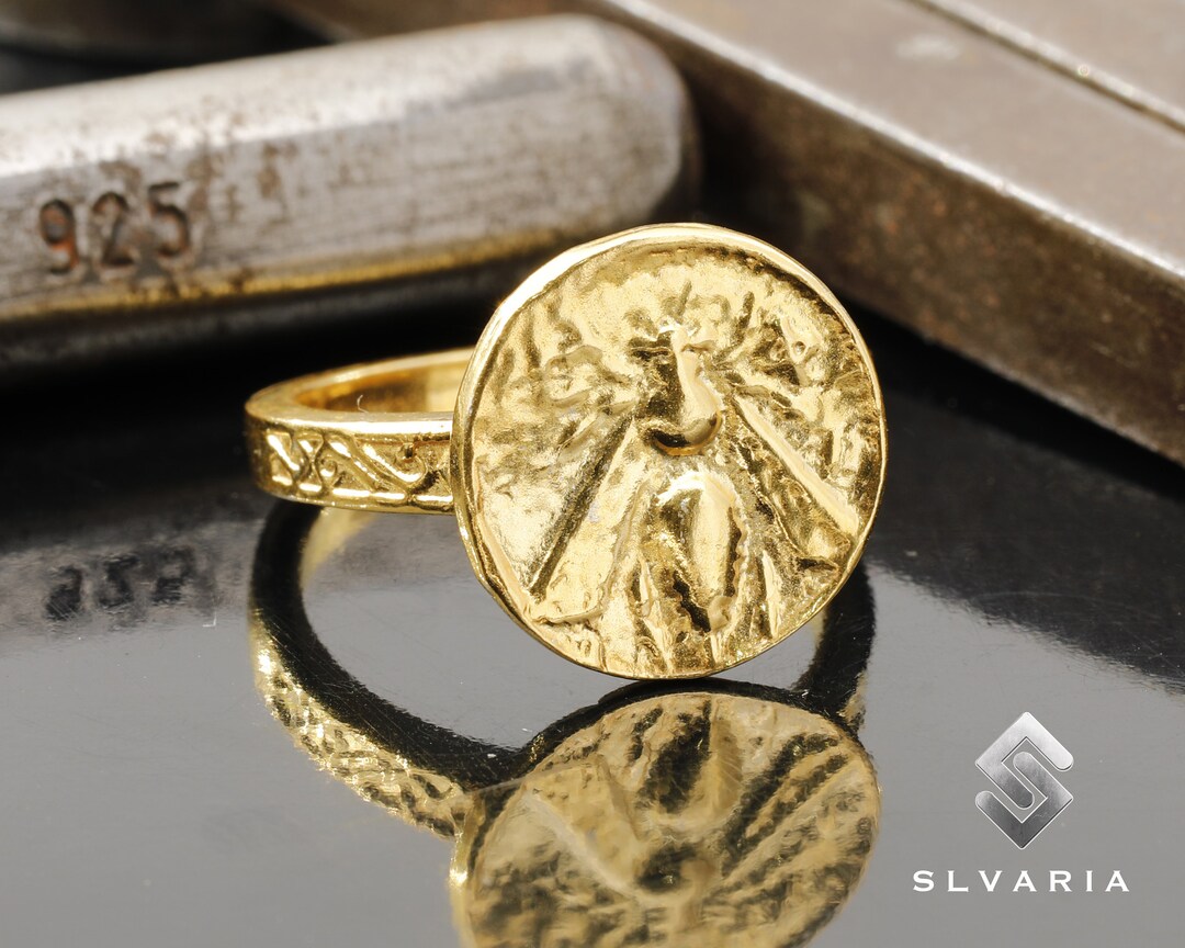 Ancient Greek Coin Wasp Bee 24K Gold Vermeil 925silver Signet Ring ...