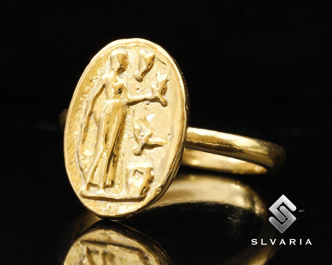 24K Gold Plated Aphrodite Ancient Greek Signet Silver Coin 925 Silver ...