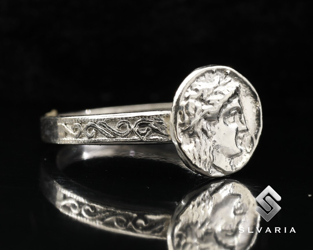 Ancient Roman Ceaser Silver Coin Signet 925 Silver Ring Handmade Anti ...