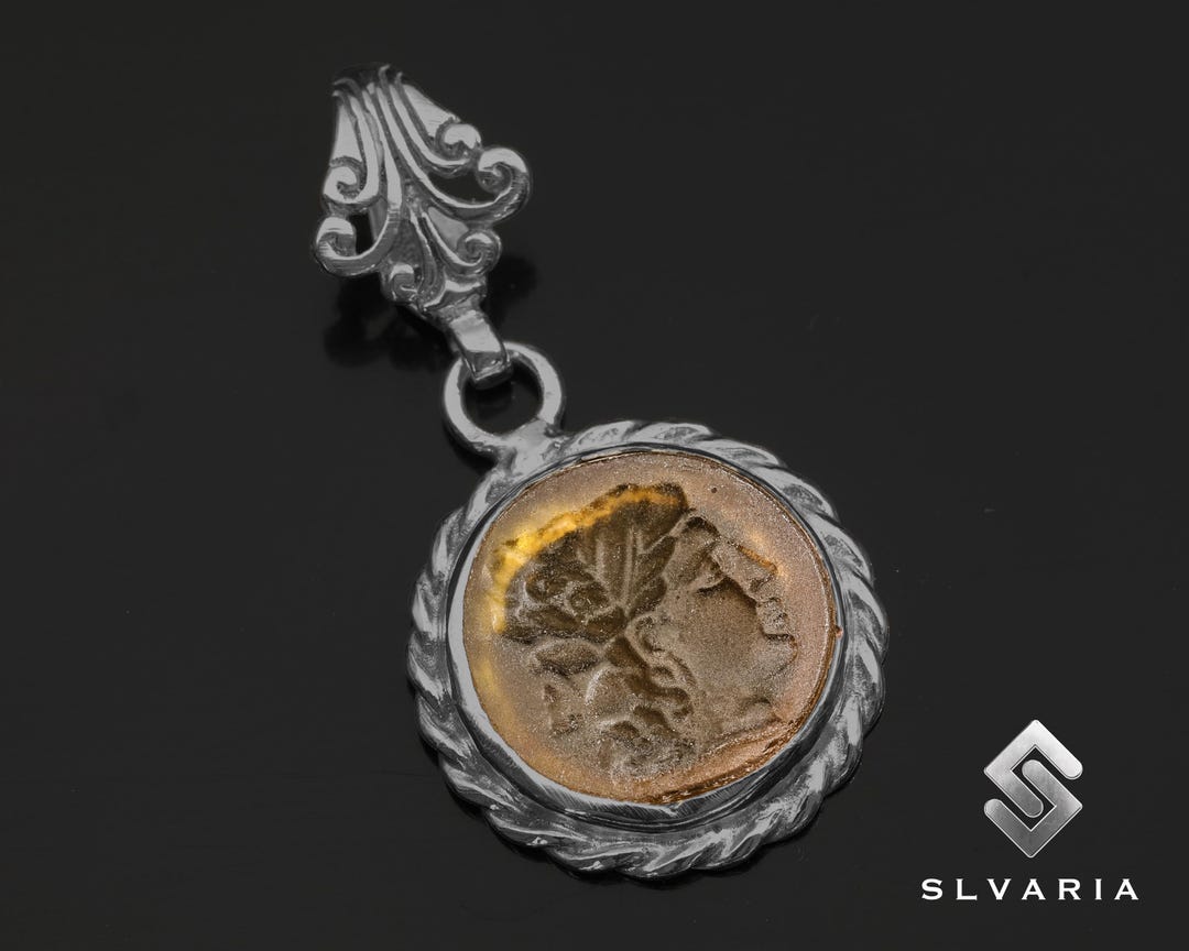 Janus Necklace, Black Oxidized 925 Silver Pendant, Ancient Greek ...
