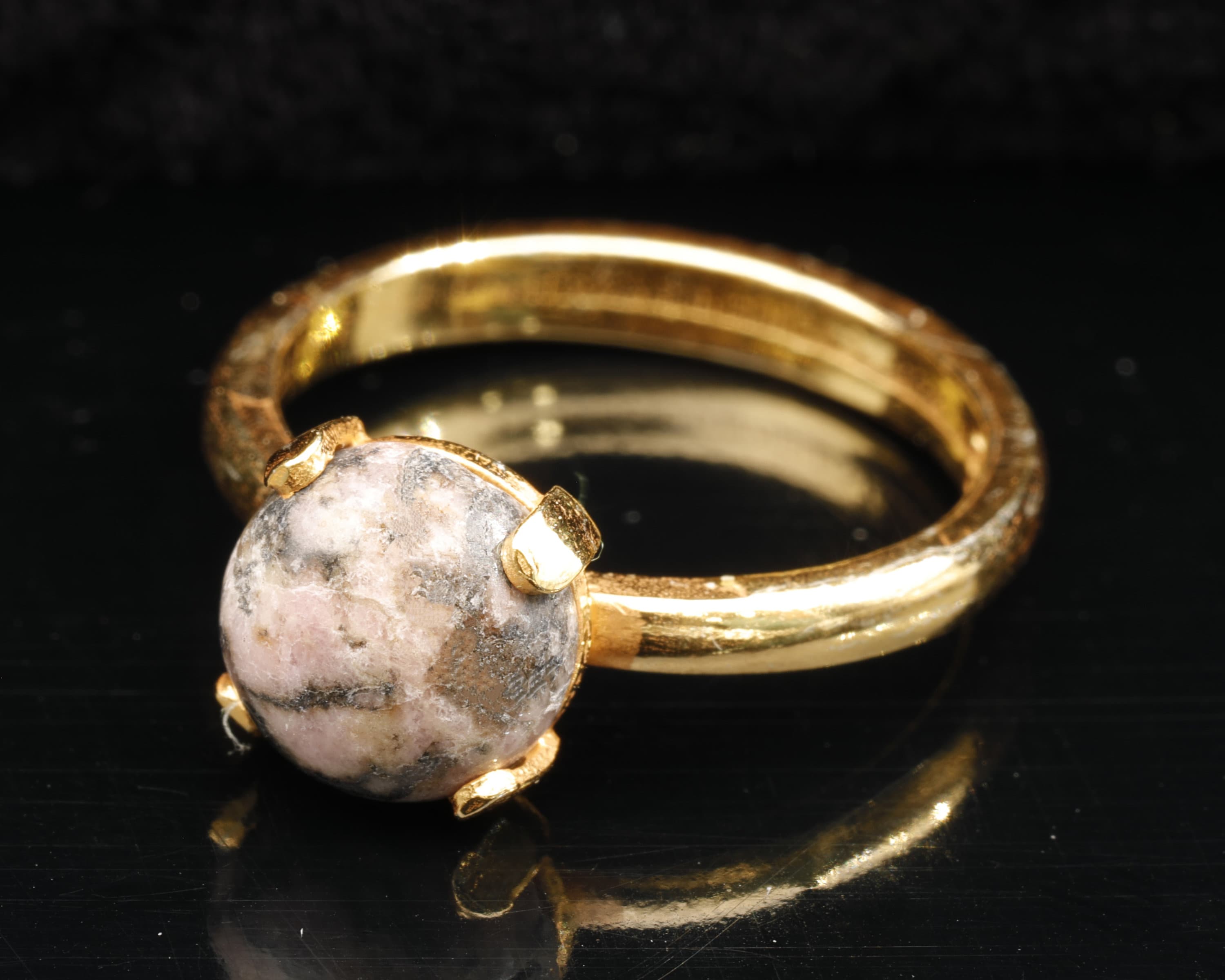 Natural Rhodonite Crystal Handmade 24K Gold Plated 925 Sterling Silver ...