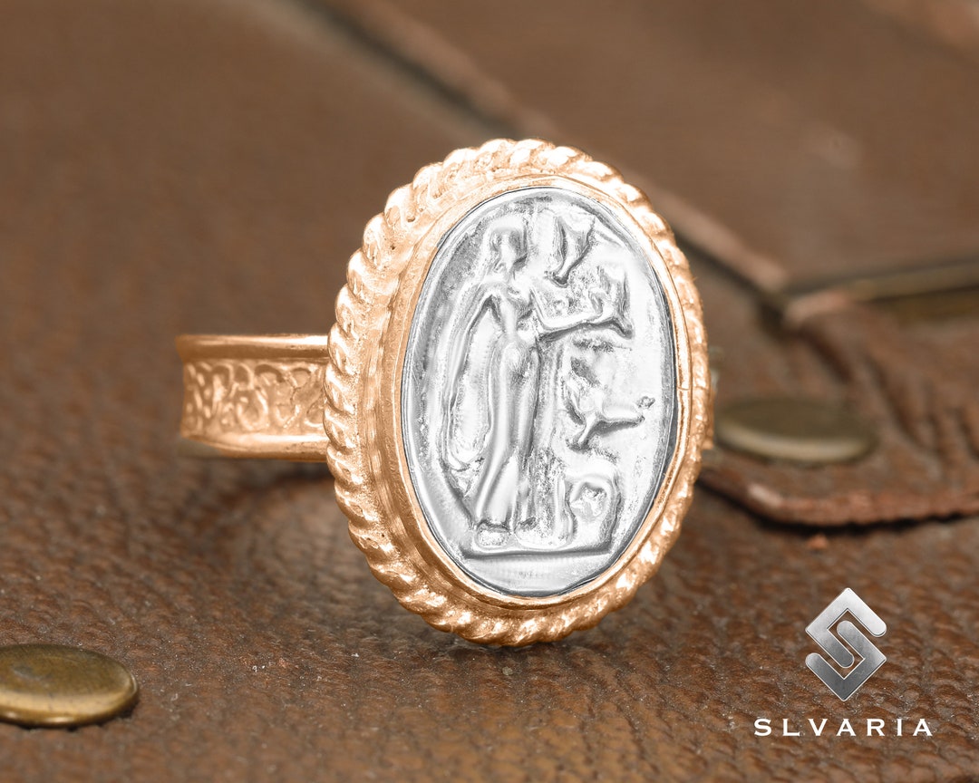 Goddess Venus Aphrodite Ring, 18K Rose Gold & Rhodium Plated ,ancient ...