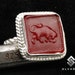 Glass Intaglio Bull Coin Signet Rope Twist 925 Silver Ring Handmade ...