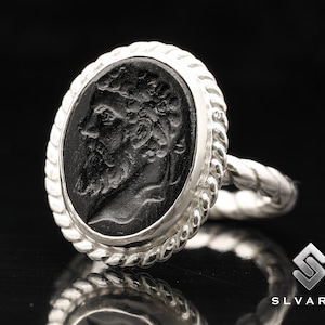 Julius Caesar Roman Signet Ring, Glass Intaglio Coin Ring, 24K Gold ...